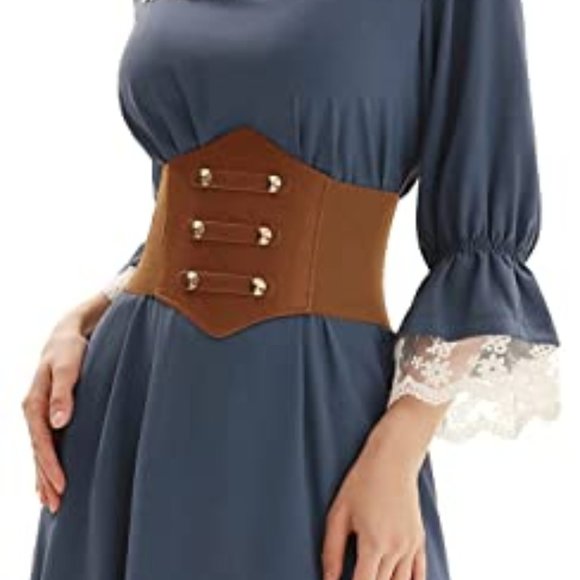 Boutique | Other | Leather Belt Rivets Wide Waist Stretch Waistband ...